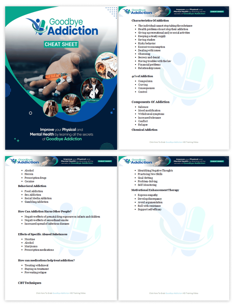 Goodbye Addiction Cheat Sheet 1 - Internet Marketing Mozie